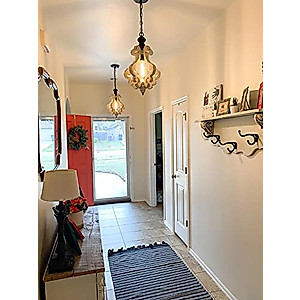 CLAXY Wooden Pendant Light Distressing Off-White Finish Farmhouse Chandelier