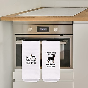 NEGIGA Doberman Gifts,Doberman Gifts for Women,Kitchen Towels，Kitchen Towels and Dishcloths Sets，Towels Sets of 4
