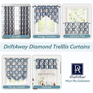 DriftAway Diamond Trellis Plaid Room Darkening Curtains for Living Room Bedroom 96 Inch Length Mid Century Modern Draperies Thermal Grommet Window Treatment 2 Panels