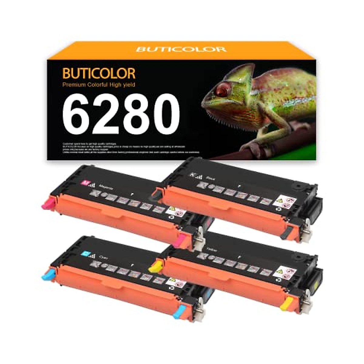 6280 Remanufactured Toner Cartridge High Capacity 106R01395 106R01392 106R01393 106R01394 Replacement for Xerox Phaser 6280 6280N 6280DN(4-Pack)