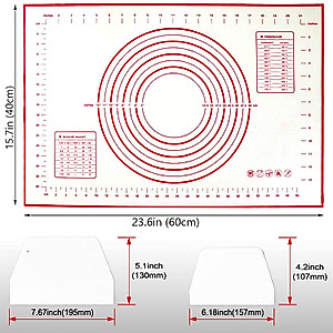 AooBaBa Pizza Dough Roller and Docker and Silicone Pastry Dough Mat and Dough Scraper Cutter Time-Saver Dough Tools Set 5 Pieces