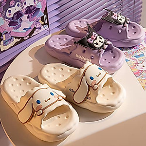 Ohjijinn Kawaii Slides Anime Summer Open Toe Pillow Slides Sandals, Funny Beach Slippers with Cushioned Thick Sole, Cloud Slides for Women