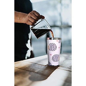 CUAJH Cute Hedgehog Heart Travel Coffee Mug for Women Men Thermal Tumbler with Wrap, Lid and Stainless Steel Interior 14 OZ