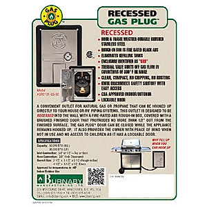 Burnaby Manufacturing RECESSED GAS PLUG, 1/2'' NPT INLET, 3/8'' QUICK DISCONNECT OUTLET, MALE PLUG INCLUDED, STAINLESS STEEL LOCKABLE DOOR (GRO101-SS-50)