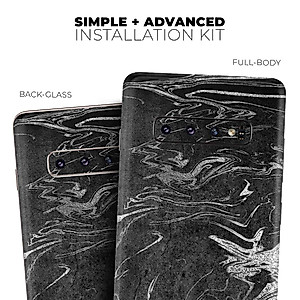 DesignSkinz Black & Silver Marble Swirl V8 Protective Vinyl Decal Wrap Skin Cover Compatible with The Samsung Galaxy S20 (Screen Trim & Back Glass Skin)