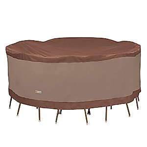 Duck Covers Ultimate Water-Resistant 84 Inch Round Patio Table & Chair Set Cover, Outdoor Table Cover