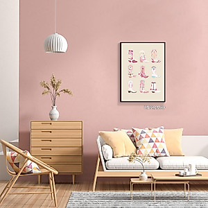 mifyuibytr Cowgirl Boots Print Poster, Pink Western Coastal Cowgirl Boot Aesthetic Canvas Wall Art, Preppy Cowgirl Room Decor 12x16in Unframed