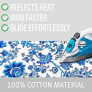 Memeaty Ironing Board Cover and Pad 18x49 Inch Ironing Board Cover with 6mm Thick Padding Scorch and Stain Resistant Cotton Ironing Covers with Elastic Edge and Hook and Loop Fasteners