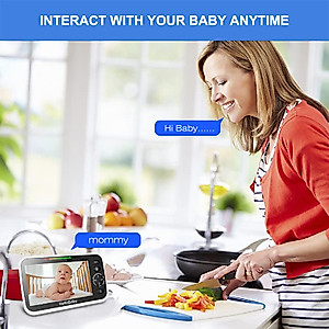 Baby Monitor- 5" 720P HD Display Video Baby Monitor with Camera and Audio, Remote Pan&Tilt&Zoom, Feeder Alert, Night Vision, Lullaby Player,Long Range