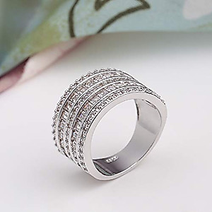 shiYsRL Exquisite Jewelry Ring Love Rings Fashion Women Round Rectangular Multilayer Cubic Zirconia Engagement Ring Jewelry Wedding Band Best Gifts for Love with Valentine's Day - US 9