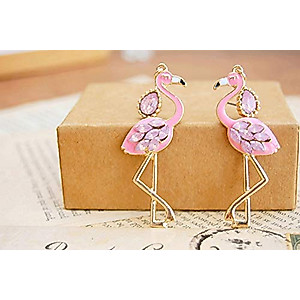 Pink Enamel Oil Flamingo Bird Dangle Earrings for Women Hypoallergenic Jewelry Cute Animal Flamingo Crystal Earrings (Pink)