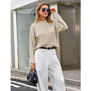 GTLIAE Womens 2 Piece Outfits Sweater Sets Long Sleeve Pullover Knit Top Loose Pant Tracksuit Lounge Set(White-XL)