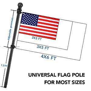 Yeesun Flag Pole,6FT American Flag Pole & Bracket-Flagpoles for 3 x 5 Flags Holder for House Porch & Outdoor,Tangle Free and Wall Mount Flag Pole Kit (Without Flag,Black)