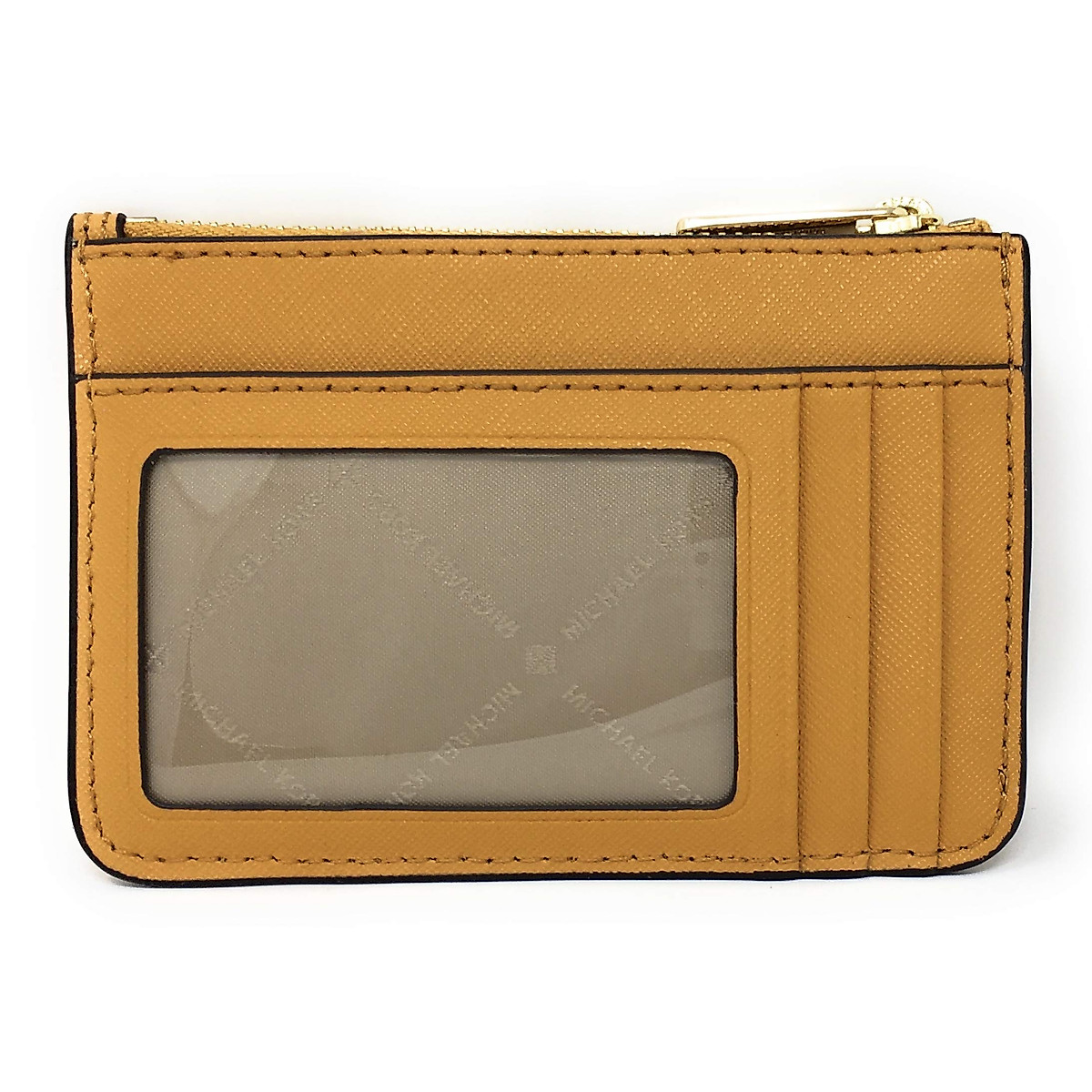 Michael Kors Jet Set Travel Small Top Zip Coin Pouch with ID Holder in Saffiano Leather (Marigold)