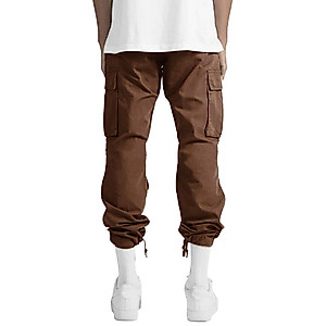 THWEI Mens Cargo Pants Casual Joggers Athletic Pants Cotton Loose Straight Sweatpants Brown L