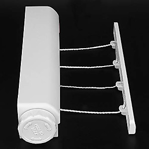 Hyuduo Retractable Clothesline, Telescopic Clothes Drying Rope Hanger for Indoor Outdoor Laundry Drying, Max Load 17lb(Four Ropes),Coat Hook