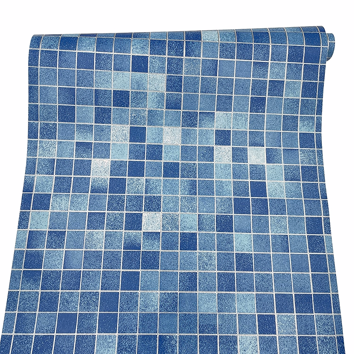 Yifely Blue Mosaic Furniture Paper Removable Shelf Liner Night Stand Sticker 17.7 Inch by 9.8 Feet