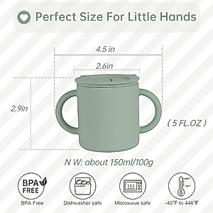 Chicrinum 2-in-1 Silicone Sippy Cup with Straw & Snack Cup Lid, Food-Grade Silicone Baby Straw Cup, Spill Proof Toddler Straw Cup for 6 Month+, Dishwasher Safe