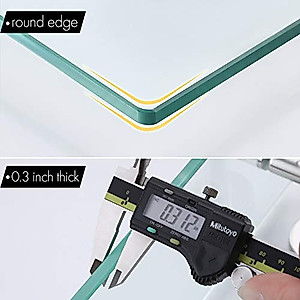 KES 14-Inch Bathroom Tempered Glass Shelf 8MM-Thick Wall Mount Rectangular, Brushed Nickel Bracket, BGS3202S35-2