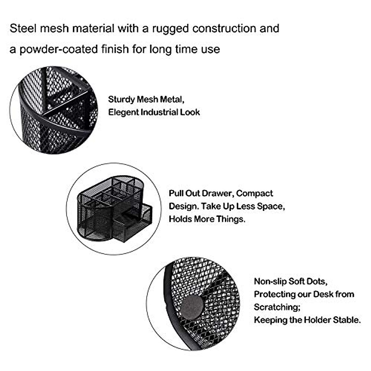 Desk Organizer,Office Supplies Desk Organization Accessories Pen Holder Organizers Set Multi-Functional Mesh Storage Caddy with 8 Compartments + 1 Drawer for Office School Home Supply