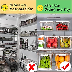 Time Recording Fruit Storage Containers for Fridge, Airtight Produce Storage Saver Containers, Fridge Organizer with Lid, Stackable Transparent Fresh Keeper Bin for Salad Berry (white-3 piece set)