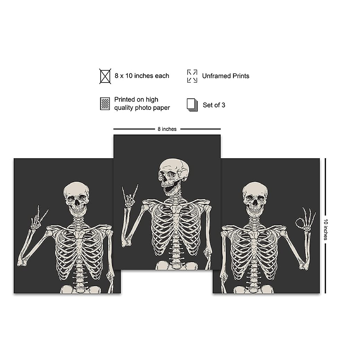 Skeleton Wall Art & Decor - Halloween Wall Decor - Gothic Home Decor - Goth Room Decor - Funny Skull Wall Decor - Pagan Gifts - Bedroom Dorm Man Cave - Men Boys Teens - Witchy Picture Poster Print