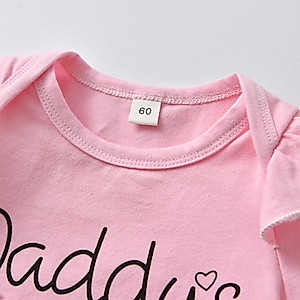 Elspilit Infant Baby Girl Clothes Long Sleeve Ruffle Romper Pants Headband Outfits Sets (0-3 Months,Pink)