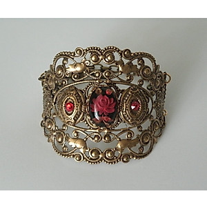Rose Cuff Bracelet, handmade jewelry gothic victorian edwardian art nouveau steampunk art deco
