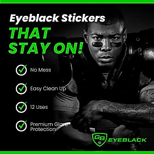 GB Eyeblack - 12 Pairs Peel & Stick Athletic Eyeblack USA Strips Red White and Blue Eye Black Baseball (Stars & Stripes)