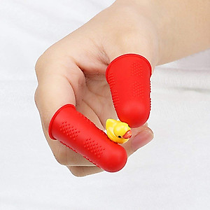 12 Pieces Silicone Hot Glue Gun Finger Caps, 4 Colors Finger Guard Protectors or Hot Glue Wax Rosin Resin Honey Adhesives Scrapbooking Sewing in 3 Sizes-Red/Blue/Yellow/Green