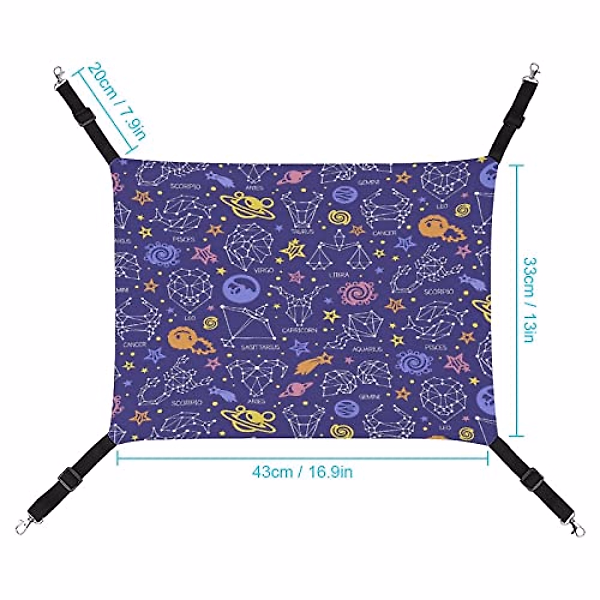 Color Star Star Constellation Pattern Pet Hammock Bed Guinea Pig Cage Hammock Small Animal Hanging Bed for Ferret, Chinchilla, Puppy and Other Small Animals