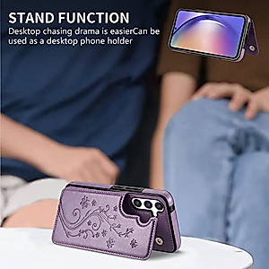 YWKJ Compatible with Samsung Galaxy A54 5G Case Wallet with Card Slot Butterfly Embossing Flip Leather Magnetic Clasp Protective Phone Case for Samsung Galaxy A54 Case Wallet(Purple-6.4 inch)