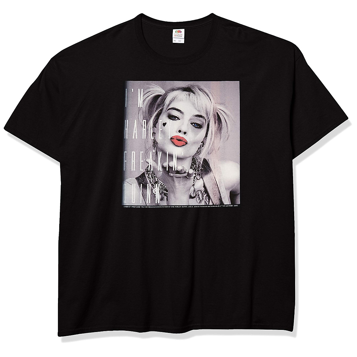 Birds of Prey Men's Black White HarleyQ T-Shirt, X-Large, Black