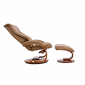 Mac Motion Chairs Collection by Mac Motion Mandal Top Grain Leather Oslo Recliner and Ottoman, Sand (tan)