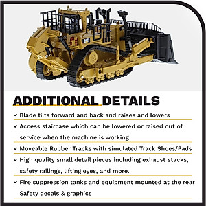 1:64 Scale Caterpillar D11 Dozer with 2 Blades and Rear Rippers - Construction Metal Series by Diecast Masters - Comes with JEL Blade Attachment - Made of Diecast Metal with Plastic Parts