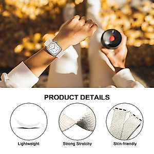 3 Pack Stretchy Solo Loop Band Compatible with Apple Watch Band 42mm 44mm 45mm 49mm for Women Men, Adjustable Sport Elastic Nylon Strap for iWatch Series Ultra/SE/8/7/6/5/4/3/2/1, Starlight/Brown/Bk