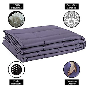 Visi-One Adult Weighted Blanket with Glass Beads, Calming Stimulation Sensory Relaxation (15 Pound Grey Inner/Grey Outer)