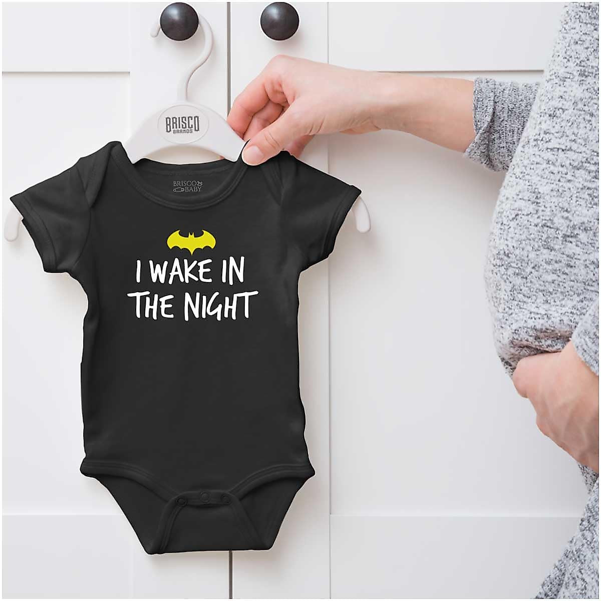 Brisco Brands I Wake in the Night Superhero Bat Baby Romper Boys or Girls