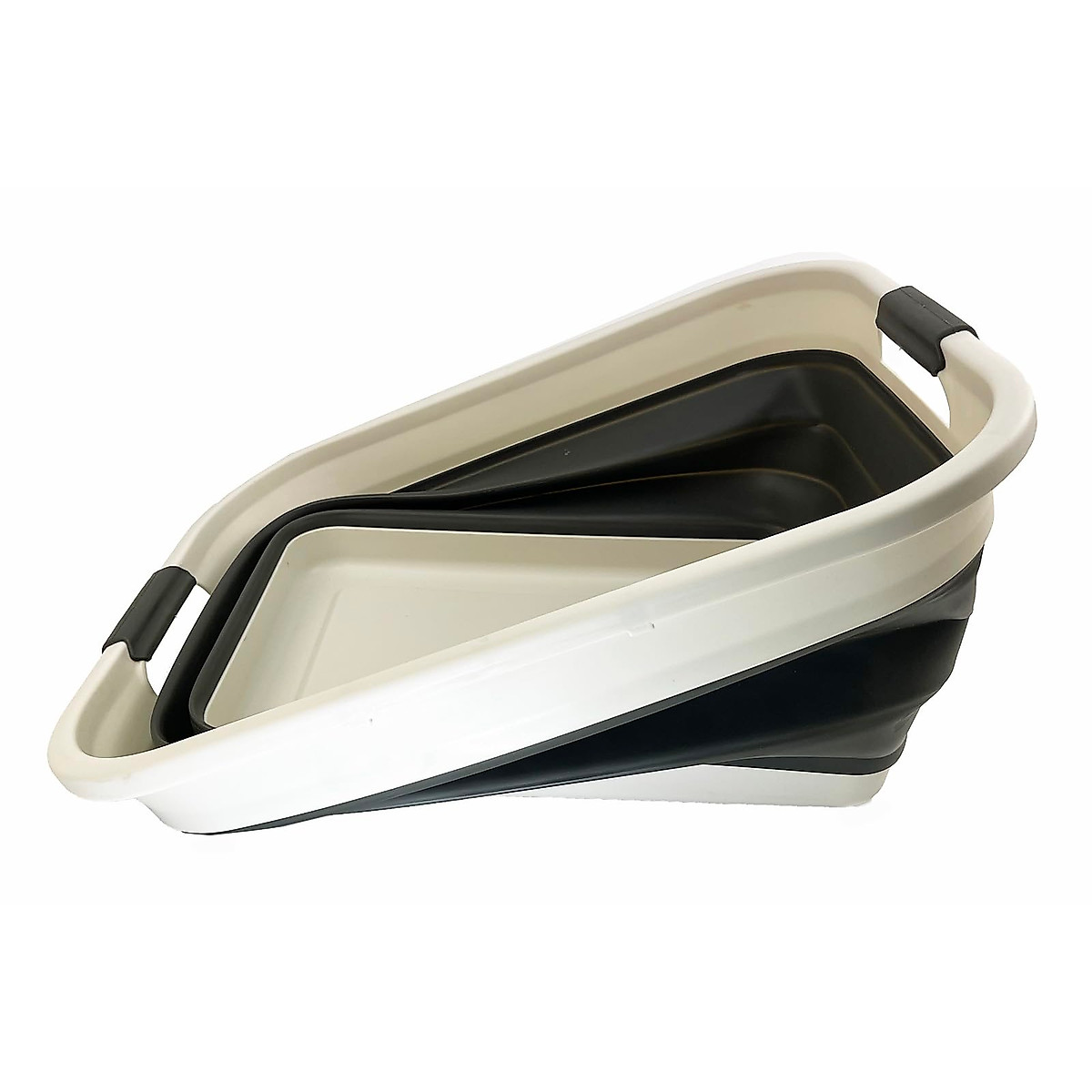 SAMMART 41L (10.8 gallons) Collapsible Plastic Laundry Washing Tub/Basket-Foldable Pop Up Storage Container/Organizer-Portable Laundry Hamper-Space Saving (1, Grey/Washed Black)