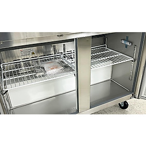 Commercial Undercounter Freezer, ETL NSF 2-Door Upright, 48.125" W 12.2 cu. ft. Auto-Defrost, Stainless Steel Restaurant