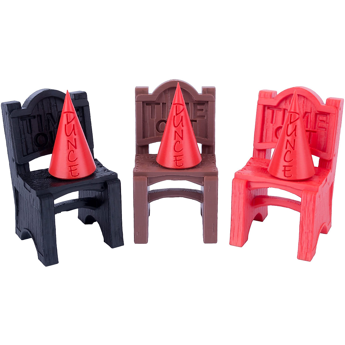 Chair of Shame with a Dunce Cap, Time Out Chair, Dice Jail for Poorly Rolling Dice, 3D Vikings (3 Pack)