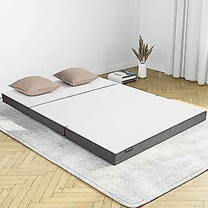 Molblly Folding Mattress, 6 inch Tri-Folding Memory Form Mattress, Portable Trifold Mattress Topper with Washable Cover, Non-Slip Bottom Camping Mattress Guest Bed, Queen Size - 78"x58"x6"