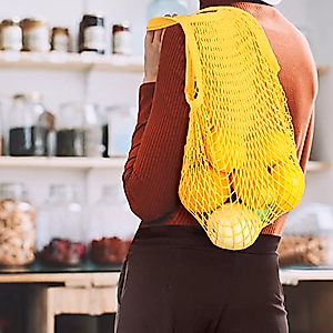 12 Pack Reusable Mesh Grocery Bags Large Crochet Market Bag Cotton Kitchen Netted Tote Bag Grocery Shopping Produce Bag Net Beach Bag for Fruit Vegetable Food Storage Organizer, 12 Colors