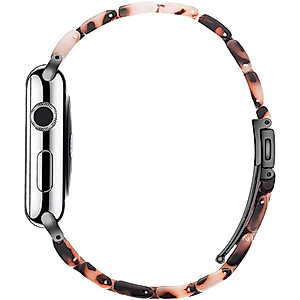 NYENEIL Compatible with Apple Watch Band 38mm 40mm 41mm for iWatch SE Lightweight Resin Wristband Bracelet Strap Series 9 8 7 6 5 4 3 2 1 Mens Womens (Tortoise Stone Flower, 38MM/40MM/41MM)