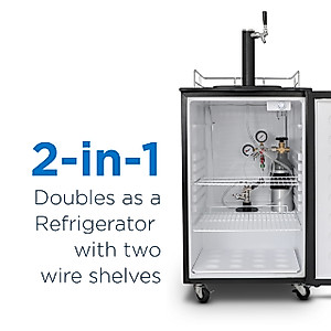 Commercial Cool Beer Kegerator, 6.1 Cu. Ft. Extra Large Capacity Beer Machine with 2-Shelf Fridge