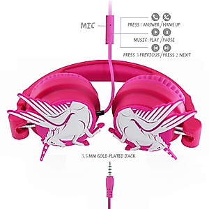 Wired Headphones for Kids/Teens/Adult, Adjustable Headband, Stereo Sound, Foldable with 3.5mm Jack for iPad Cellphones Computer MP3/4 Kindle Airplane School with Sharing Port