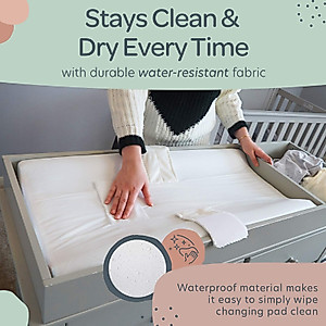 PooPoose Baby Changing Pad with Secure Strap 32" x 16", Changing Diaper Mat for Table Dresser Change Station Soft, White