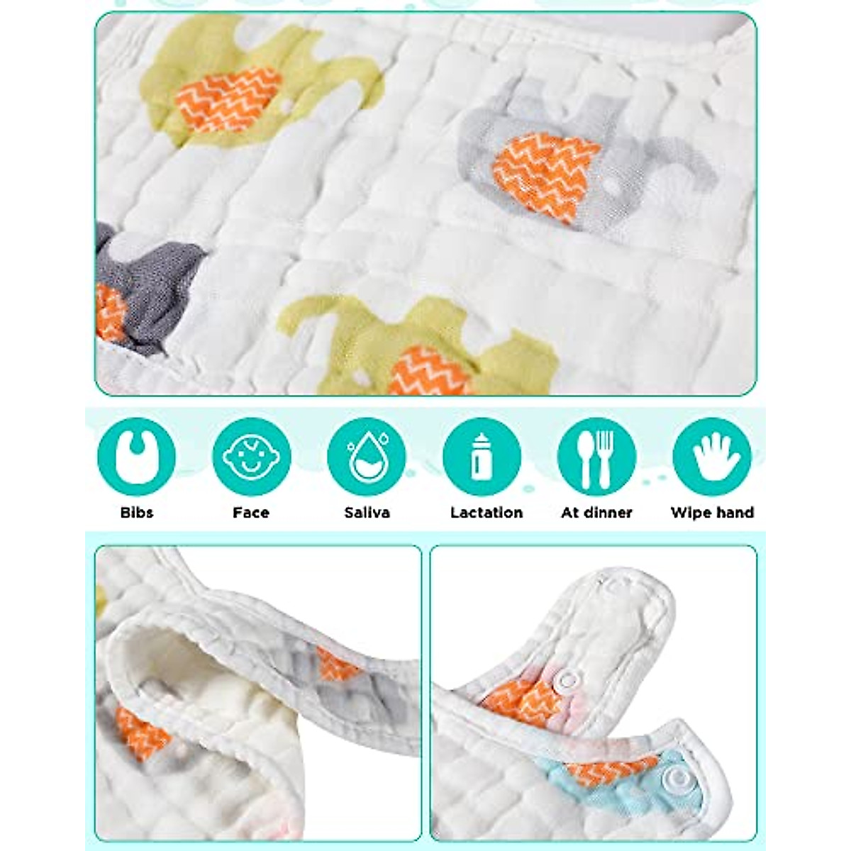 40 Pcs Muslin Baby Bibs Bandana for Boys Girls Newborn Infant Cotton Adjustable Baby Drool Bibs Unisex Absorbent Soft Waterproof Toddler Bibs for Baby Feeding, Teething and Drooling