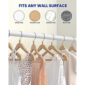 Closet Rods for Hanging Clothes, 17 to 69 Inches Stepless Adjustable Metal Closet Rod, 1.3 Inches Heavy Duty Clothes Hanging Rod for Closet Wardrobes Laundry RV