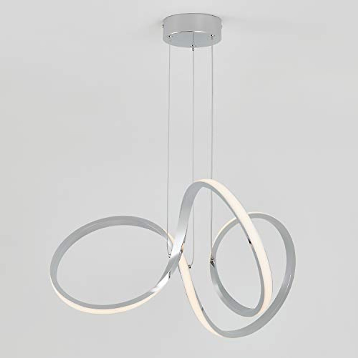 Artika Swirl Pendant Light Fixture 30W LED Ceiling Light, Chrome Finish - Ideal for Dining Room, Kitchen, Stairway - 2100 Lumens, 3000 Kelvin, No Bulb Required